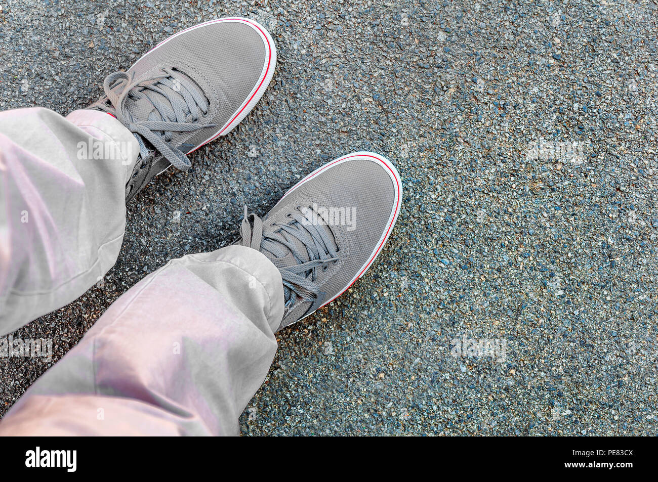 Top point of view of man shoes Stock Photo - Alamy