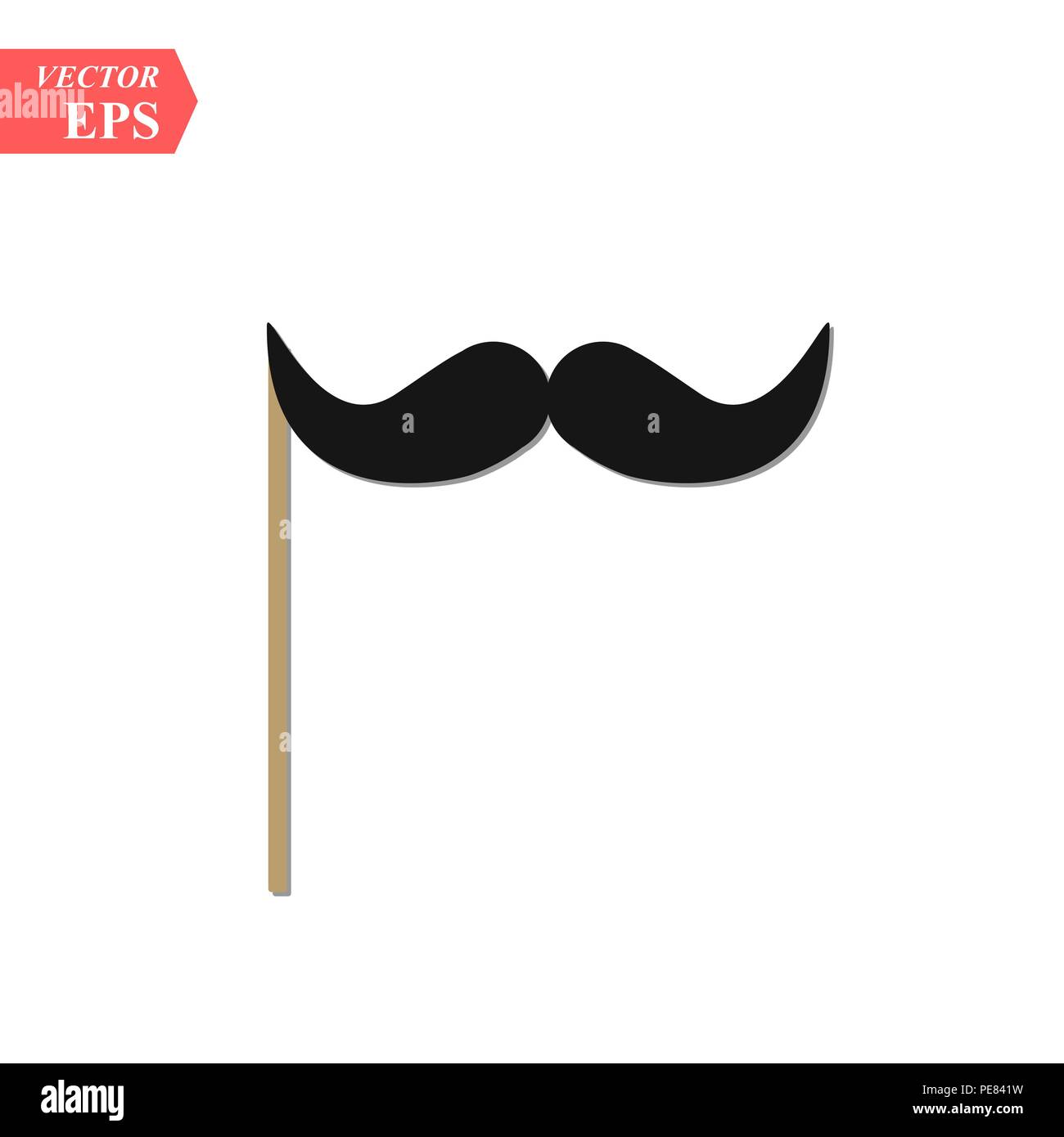 Creative vector illustration of realistic black mustaches on plastic ...