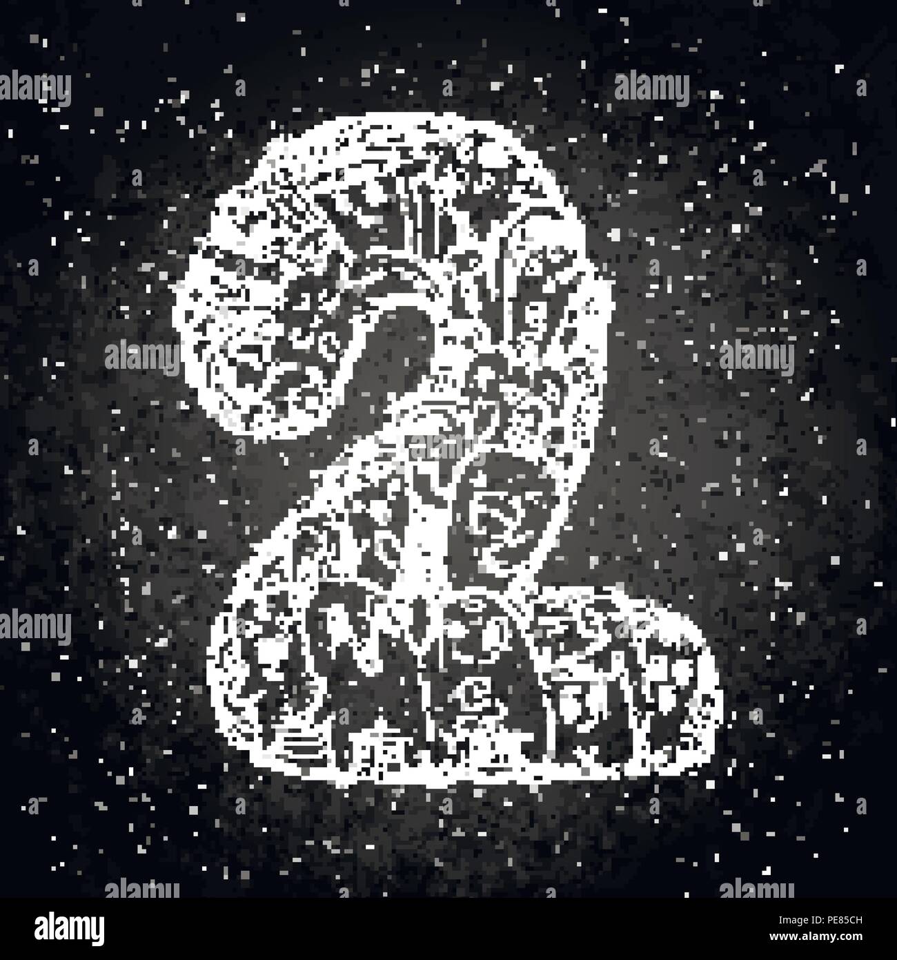 Number Two. Hand drawn doodled kids numbers. Cute monstred numbers ...