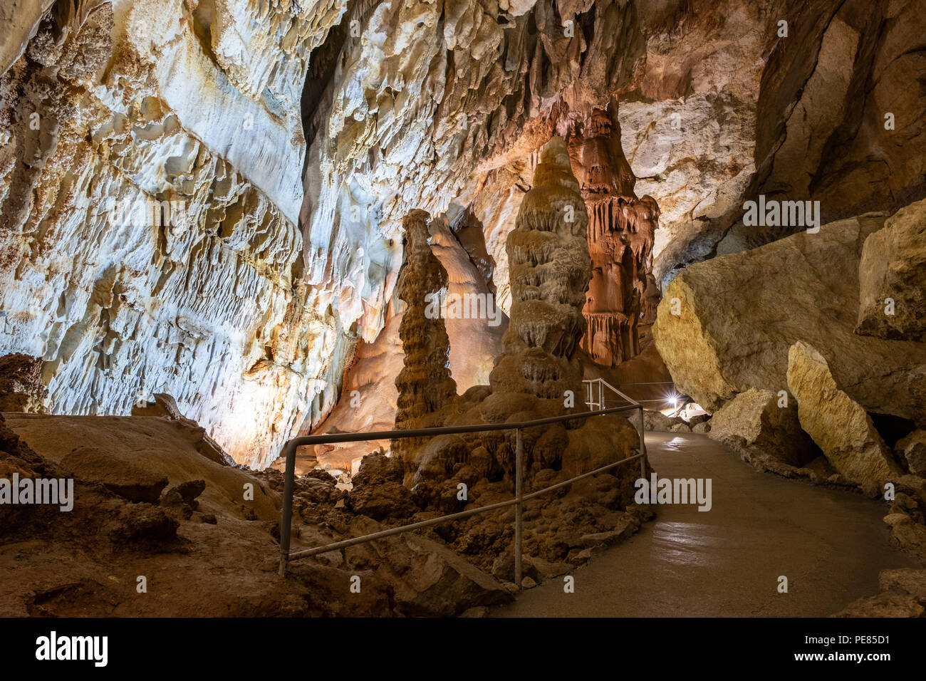Cave stalactites, stalagmites, and other formations at Marble cave ...