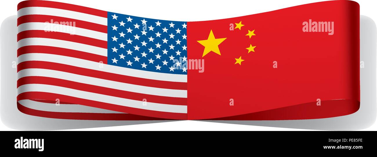usa and China flags. Vector illustration on white background Stock ...