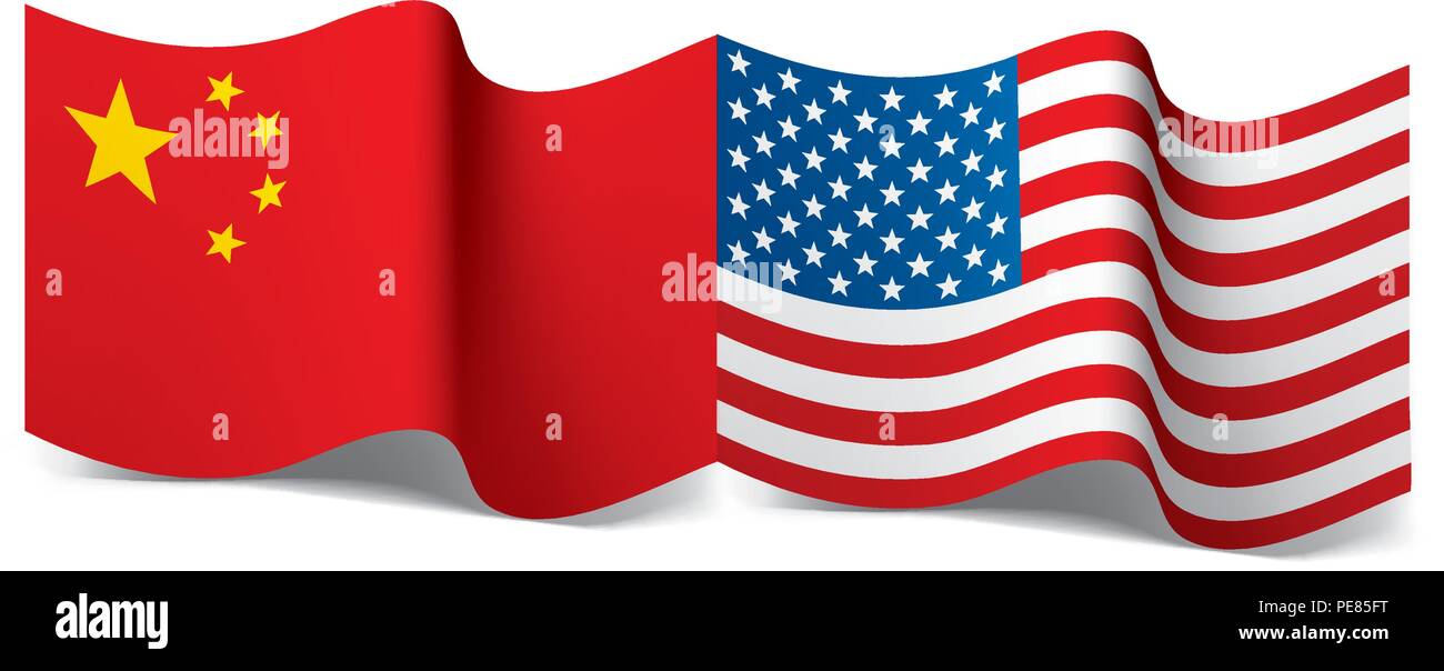 usa and China flags. Vector illustration on white background Stock ...