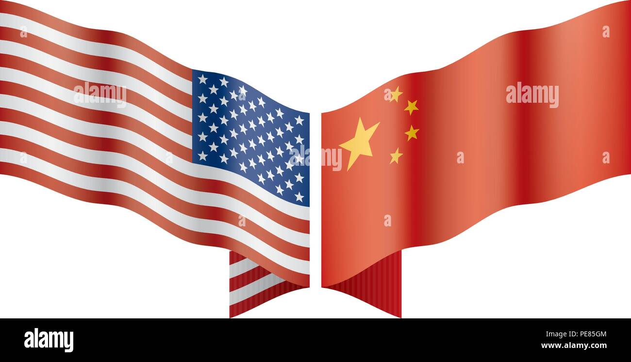 usa and China flags. Vector illustration on white background Stock ...