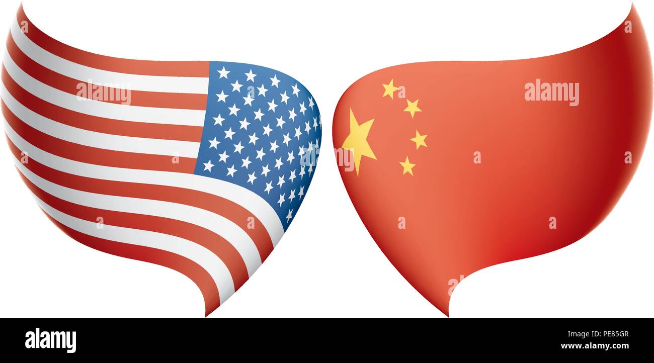 usa and China flags. Vector illustration on white background Stock ...