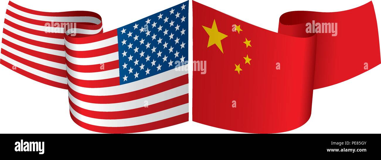 usa and China flags. Vector illustration on white background Stock ...