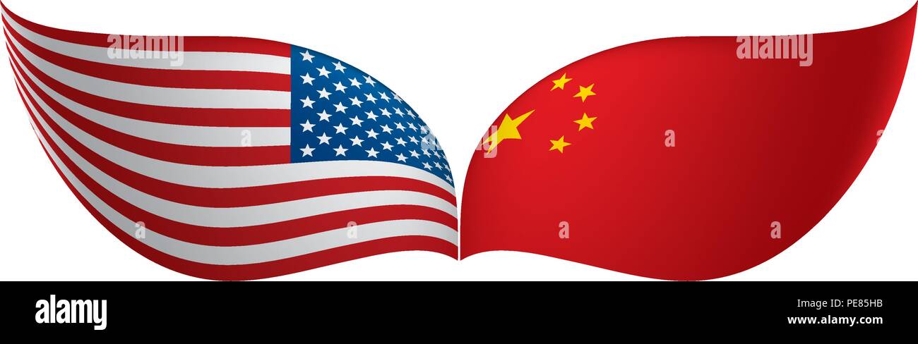 usa and China flags. Vector illustration on white background Stock ...