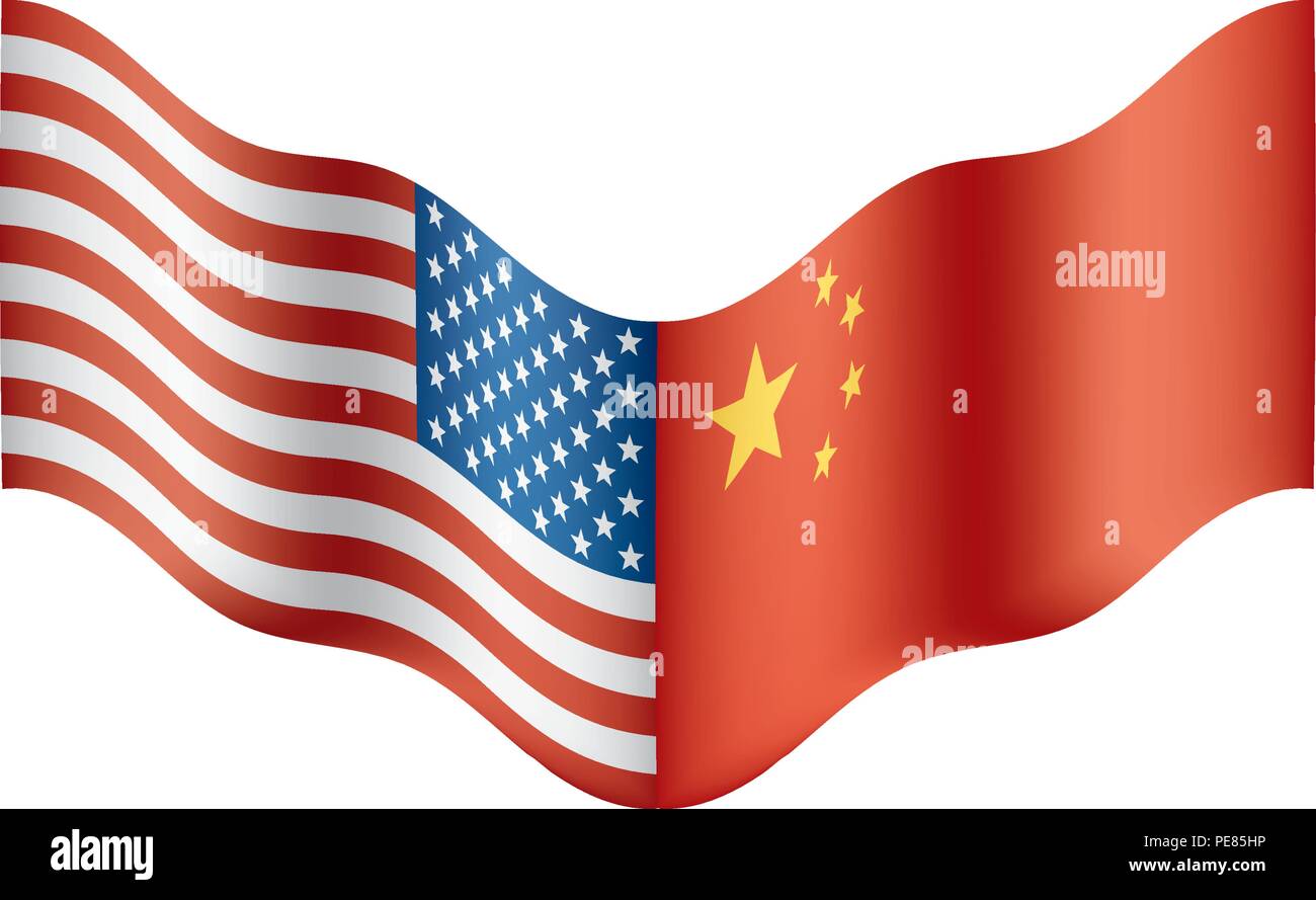 usa and China flags. Vector illustration on white background Stock ...