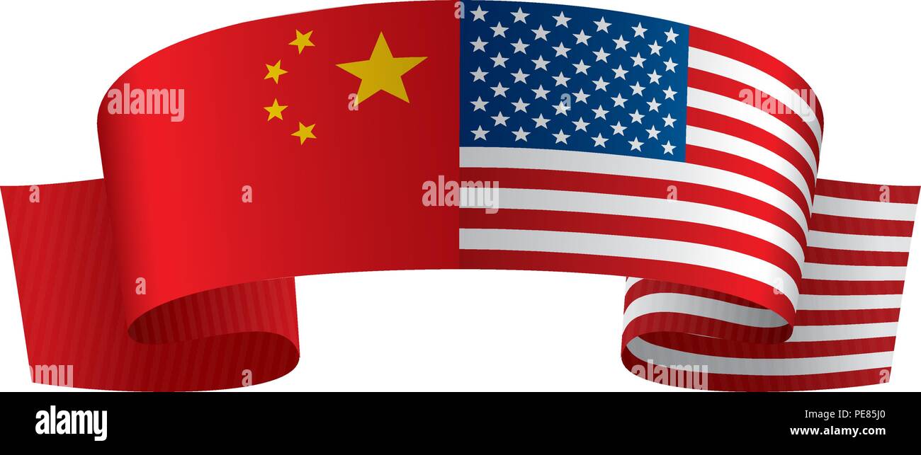 usa and China flags. Vector illustration on white background Stock ...