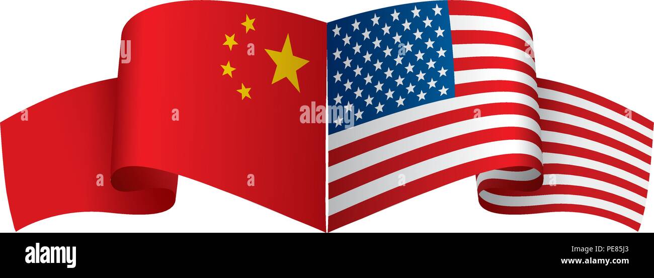 usa and China flags. Vector illustration on white background Stock ...