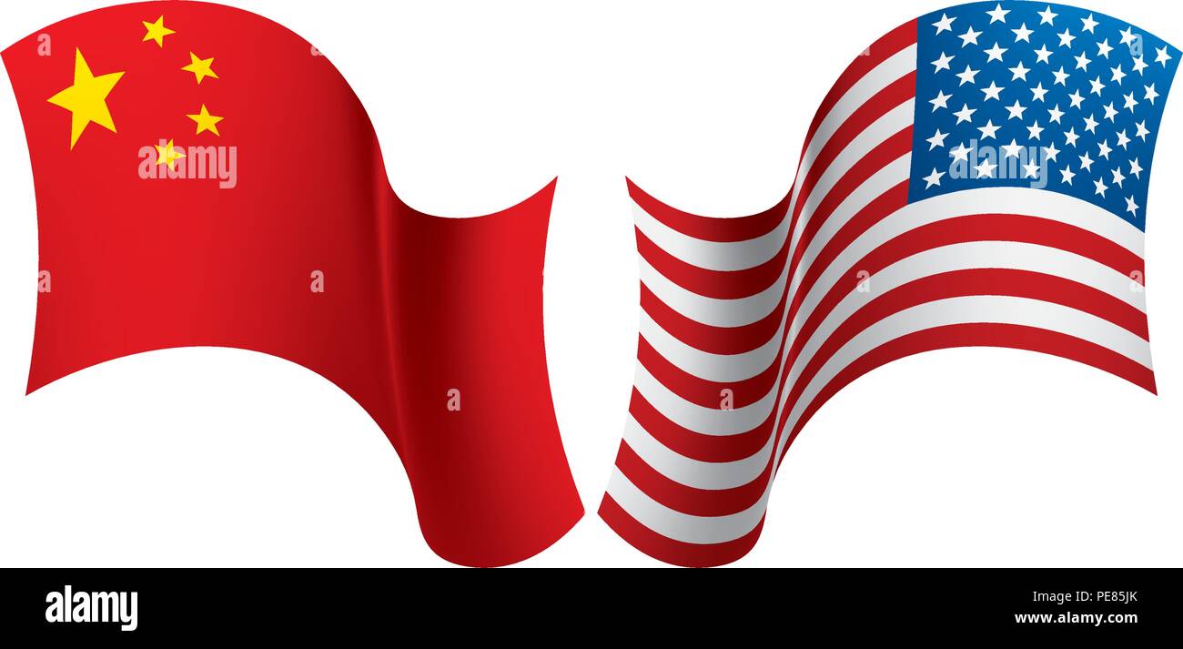 usa and China flags. Vector illustration on white background Stock ...