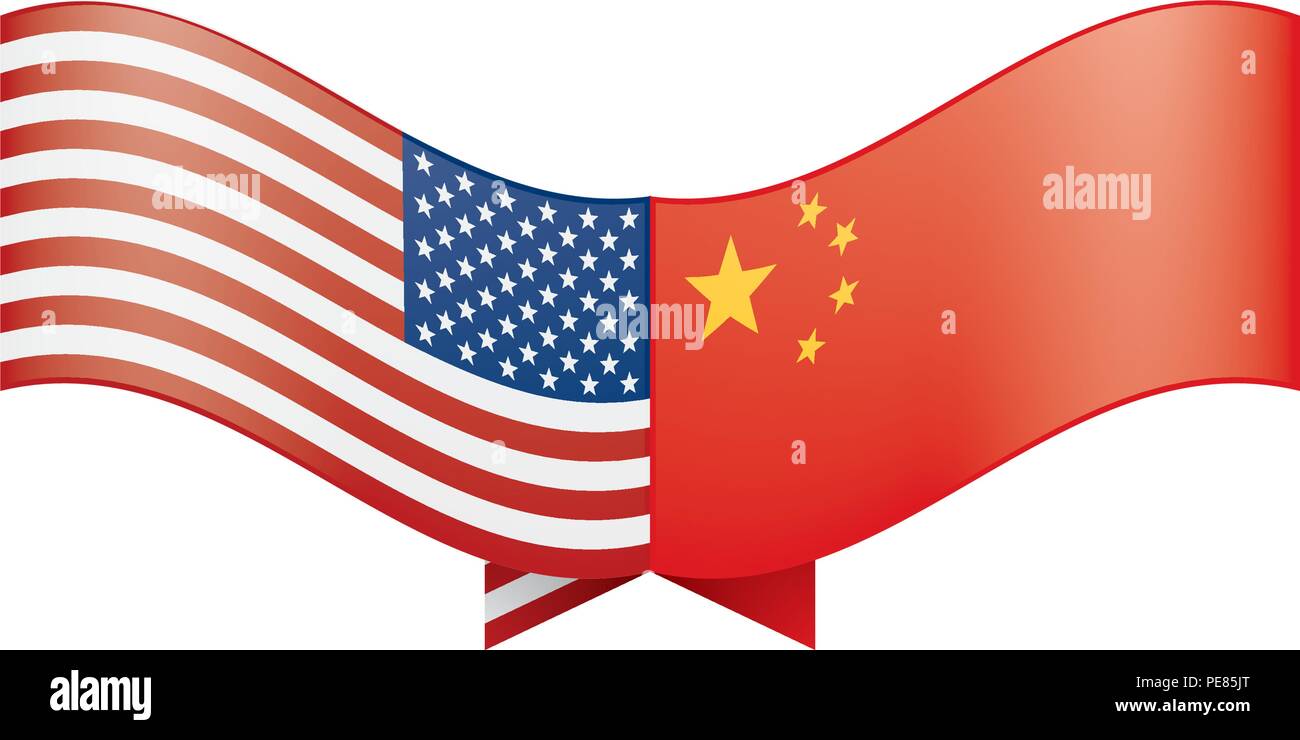 usa and China flags. Vector illustration on white background Stock ...