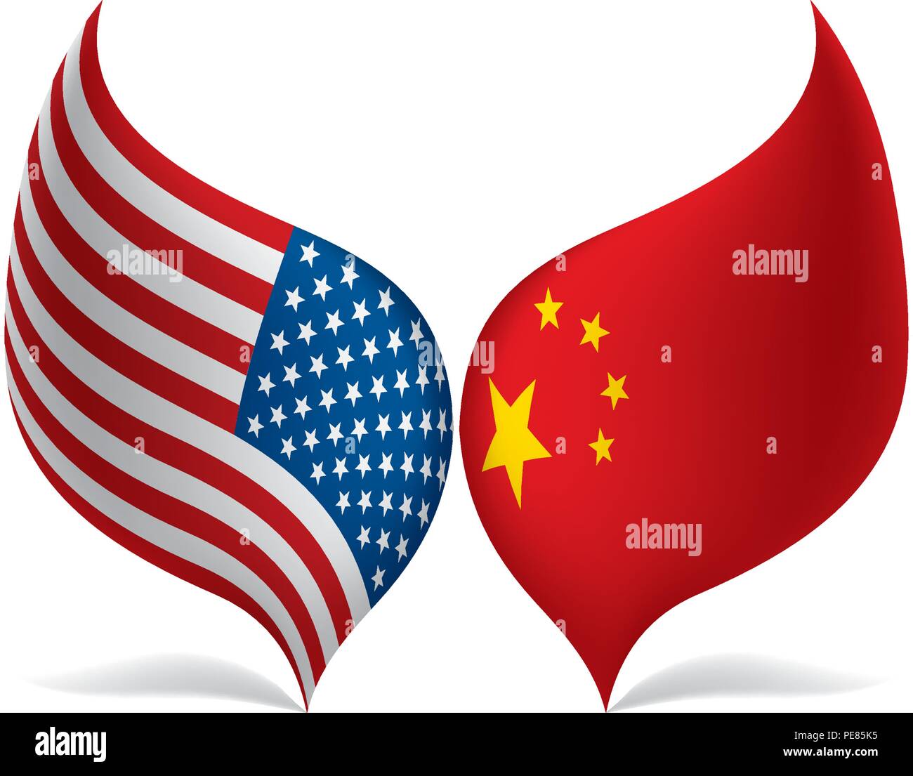 usa and China flags. Vector illustration on white background Stock ...