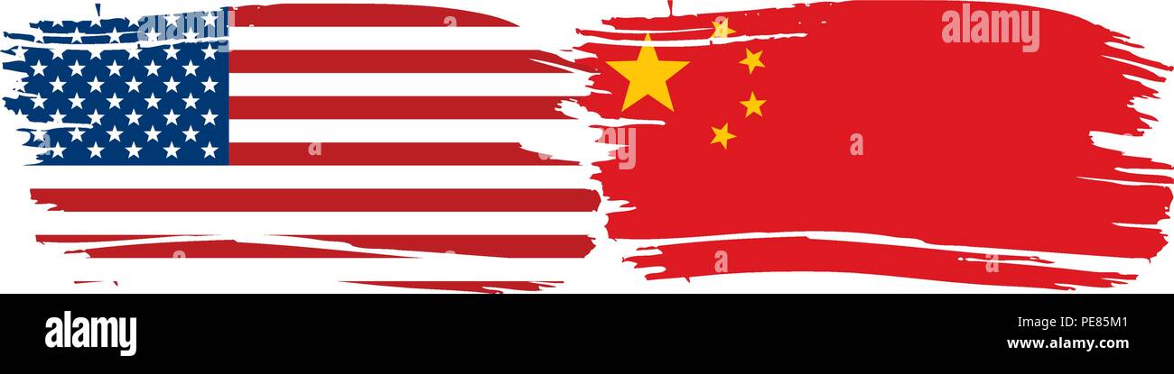 usa and China flags. Vector illustration on white background Stock ...
