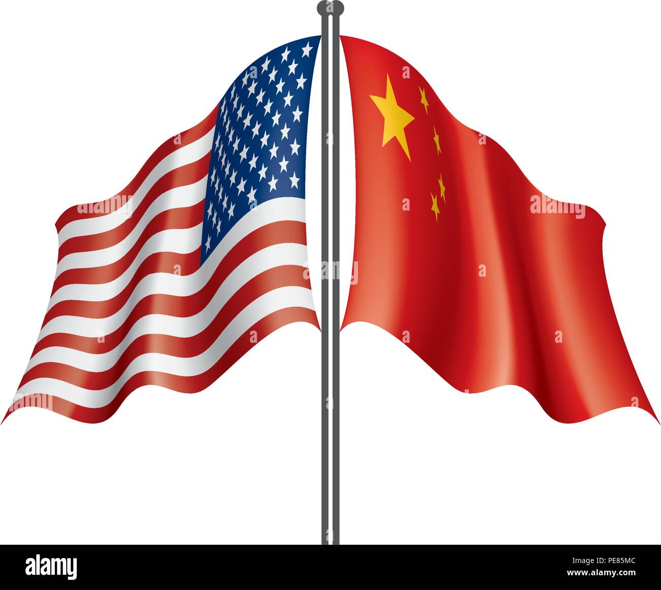usa and China flags. Vector illustration on white background Stock ...