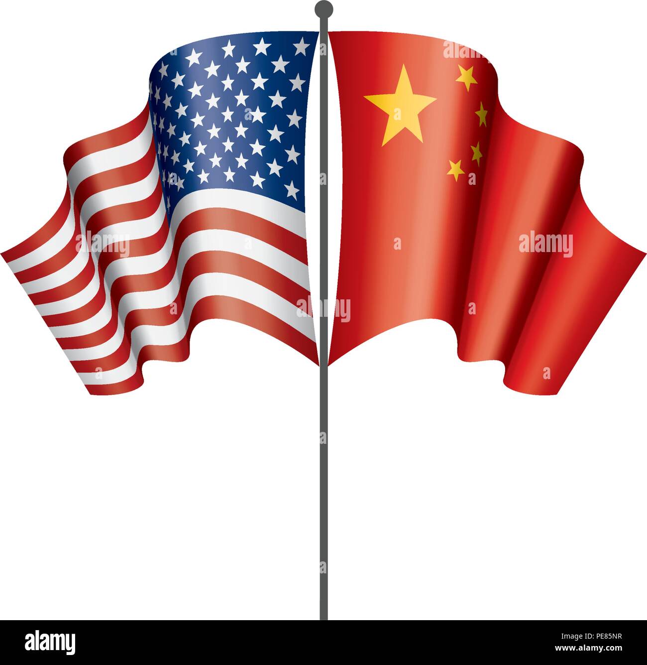 usa and China flags. Vector illustration on white background Stock ...