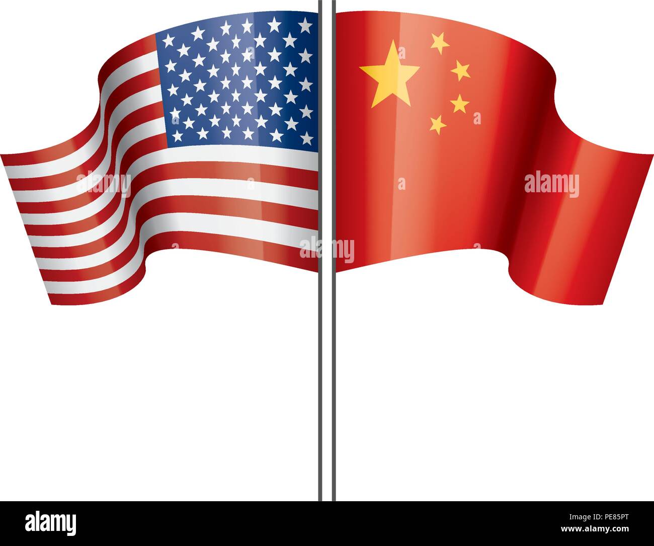 usa and China flags. Vector illustration on white background Stock ...