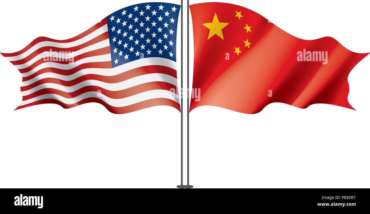 usa and China flags. Vector illustration on white background Stock ...