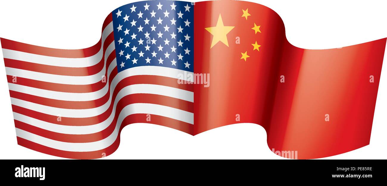 usa and China flags. Vector illustration on white background Stock ...