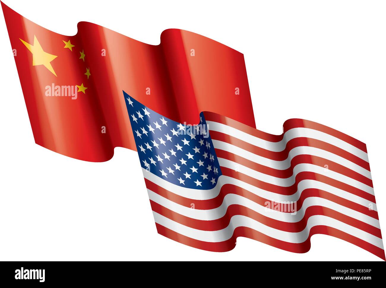 usa and China flags. Vector illustration on white background Stock ...