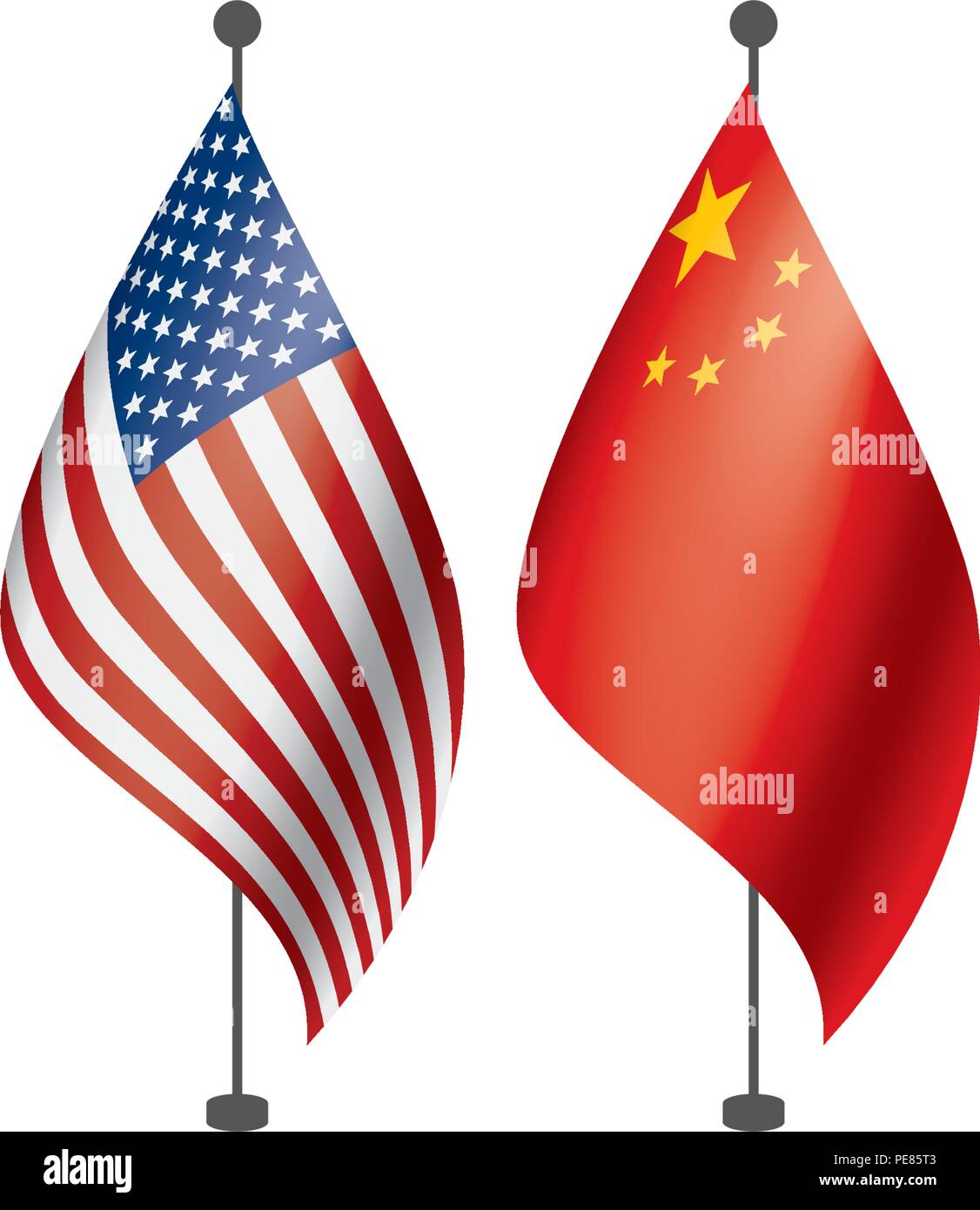 usa and China flags. Vector illustration on white background Stock ...