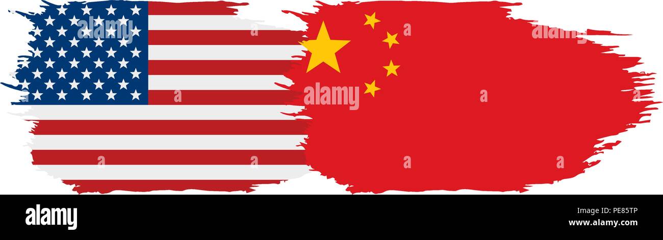 usa and China flags. Vector illustration on white background Stock ...