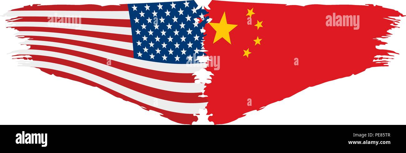 usa and China flags. Vector illustration on white background Stock ...