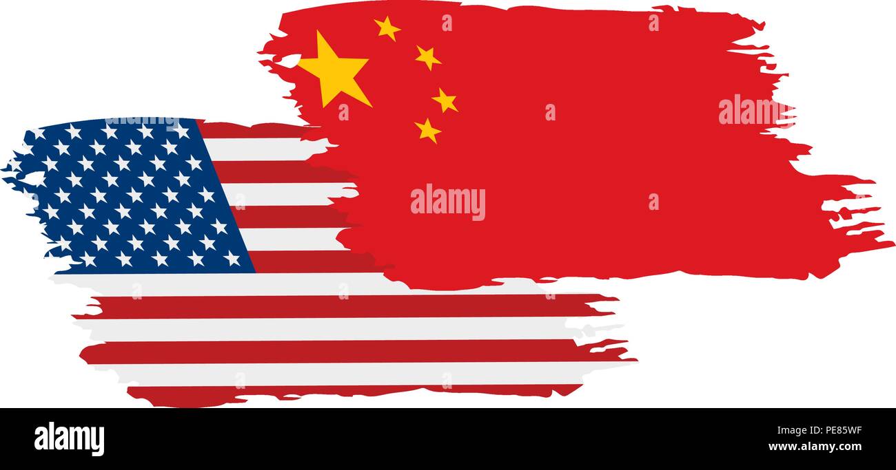 usa and China flags. Vector illustration on white background Stock ...