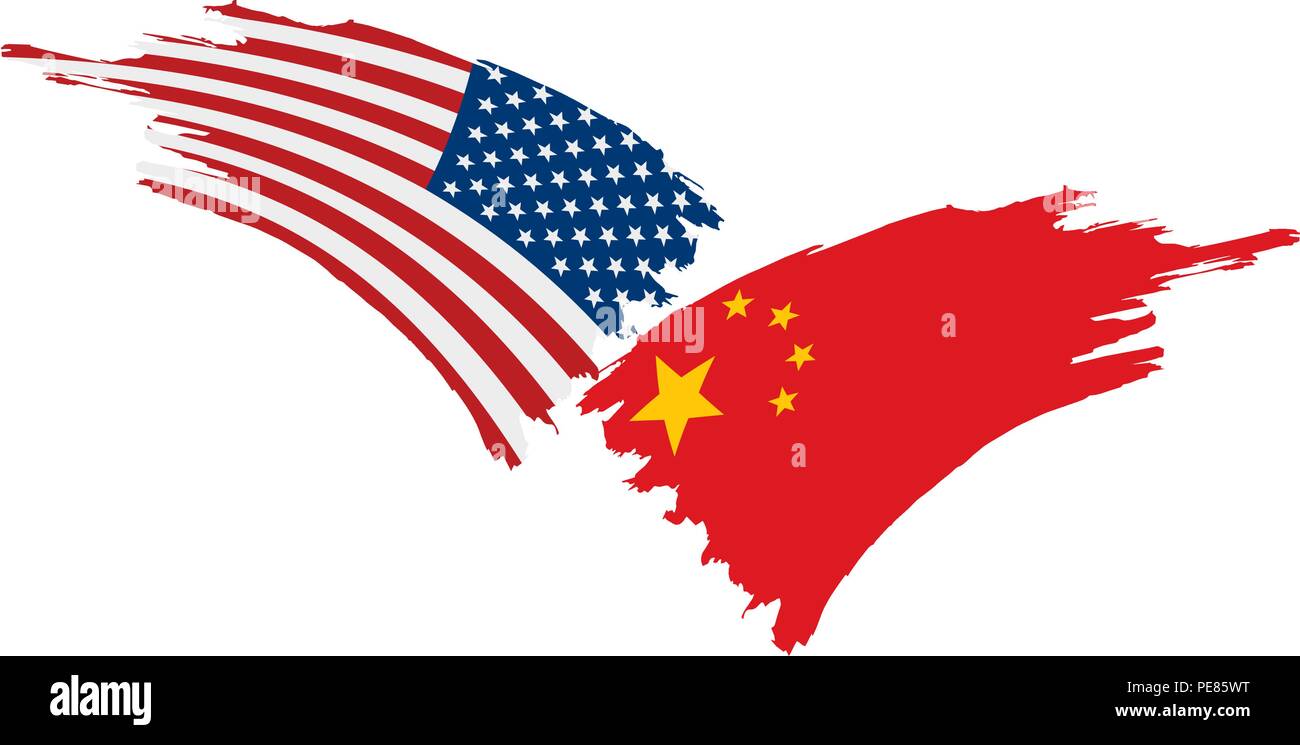 usa and China flags. Vector illustration on white background Stock ...