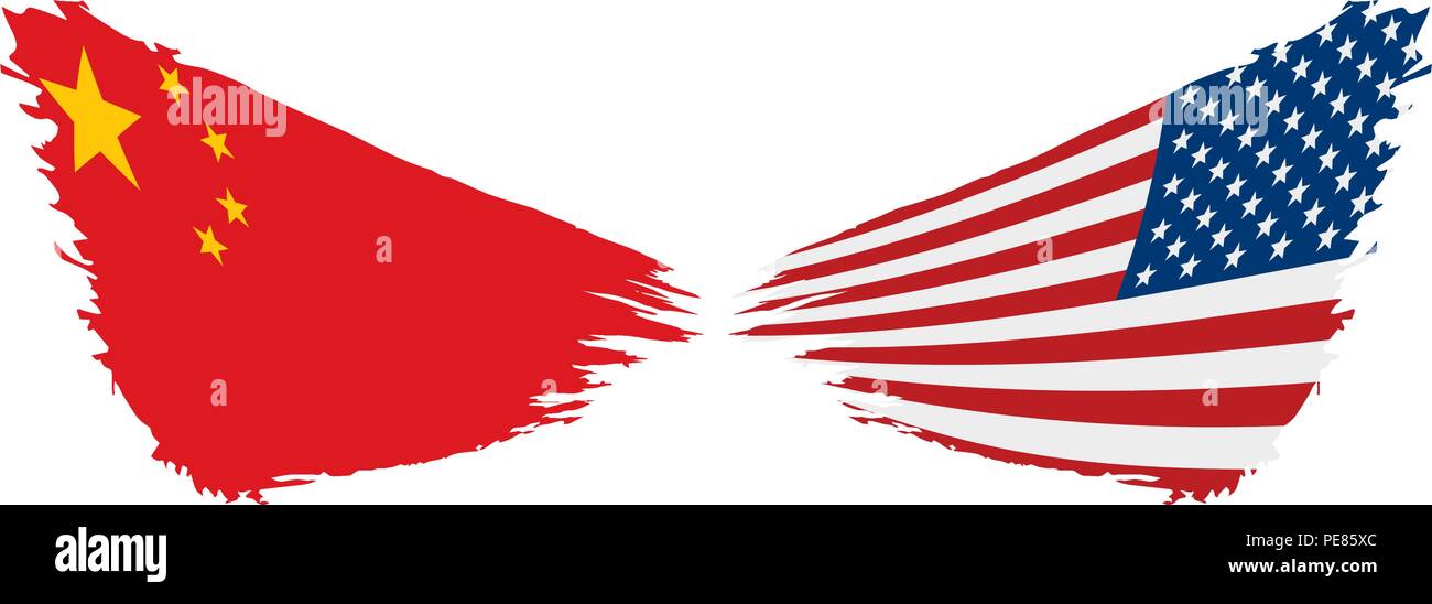 usa and China flags. Vector illustration on white background Stock ...