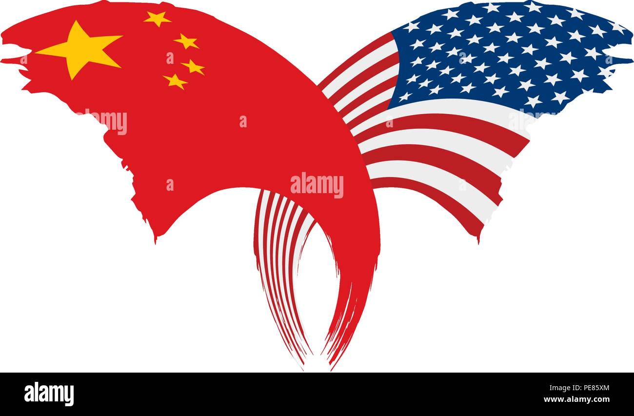 usa and China flags. Vector illustration on white background Stock ...