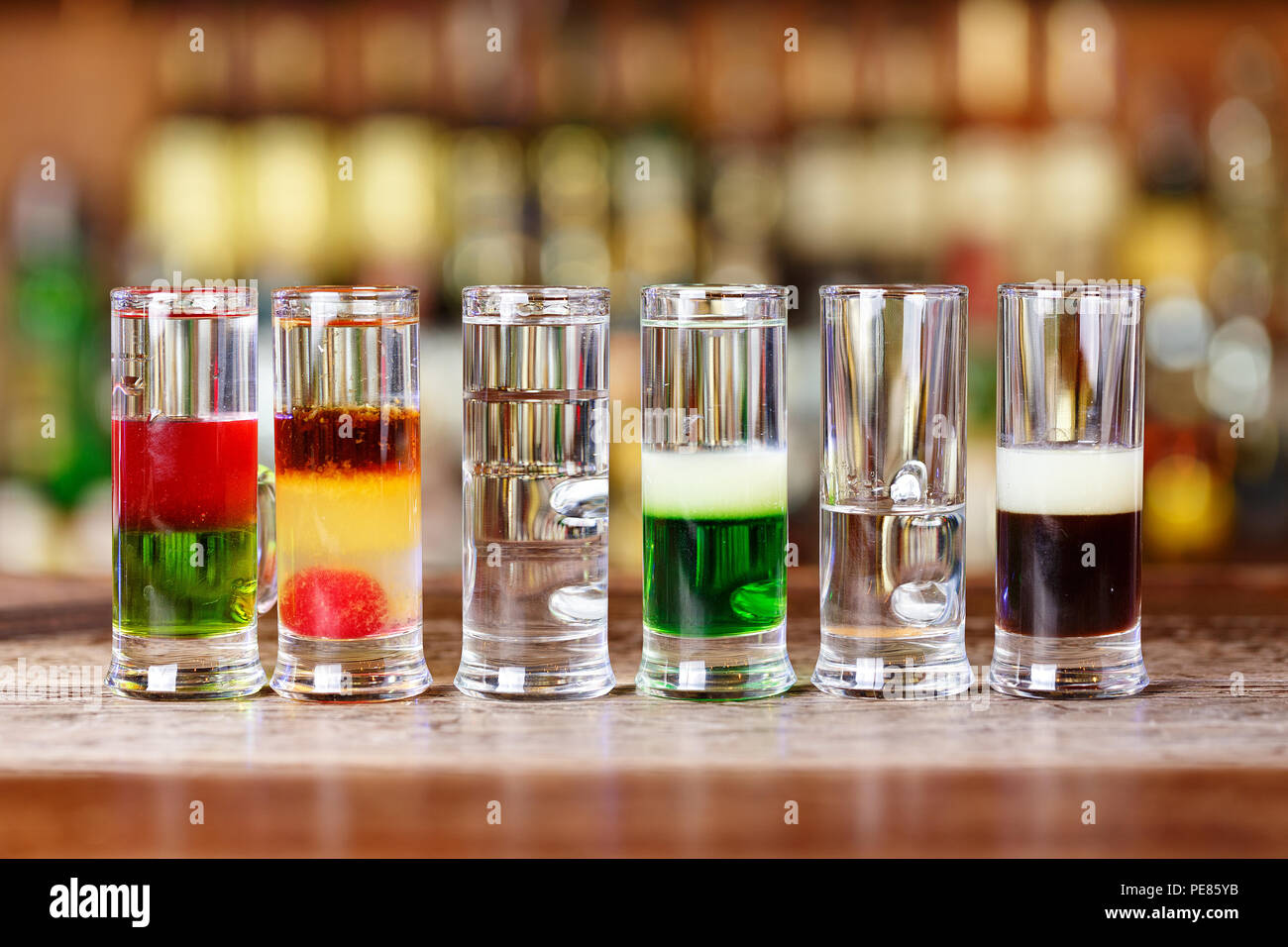 Multi-layer cocktails for a party, colorful cocktails for entertainment ...