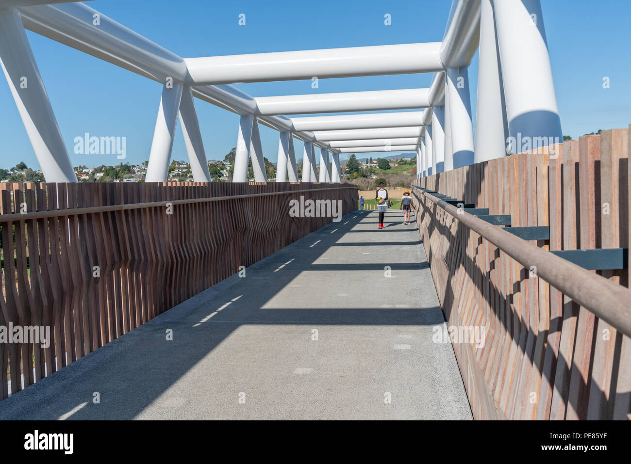 TAURANGA, NEW ZEALAND - AUGUST 12 2018; White steel and architectural ...