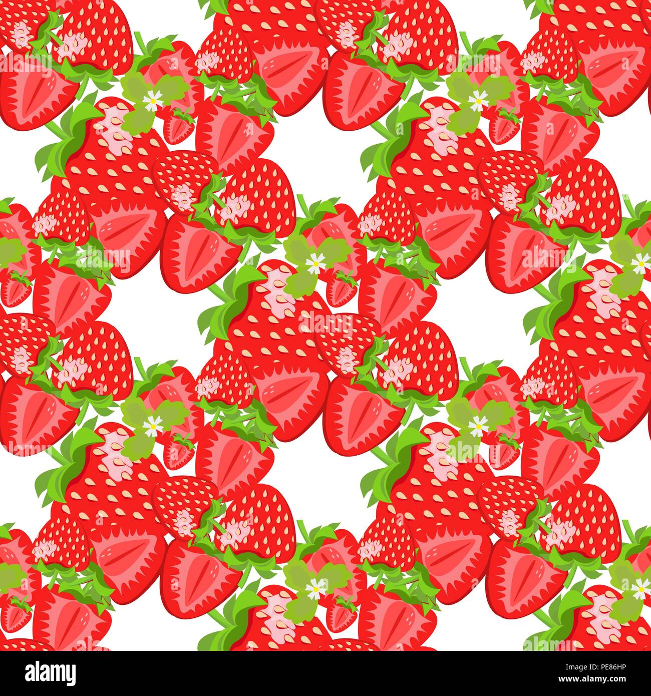 Watercolor strawberry on white background. Seamless pattern. Vector ...
