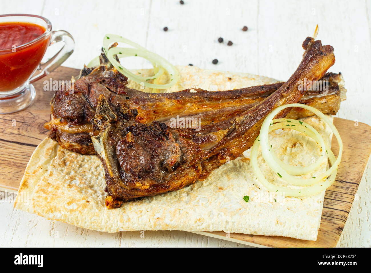 Grilled lamb ribs kebab bbq Stock Photo - Alamy