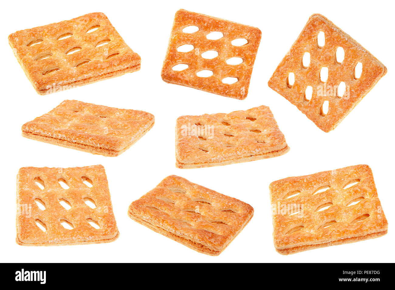Square perforated cookie set isolated on white background Stock Photo ...