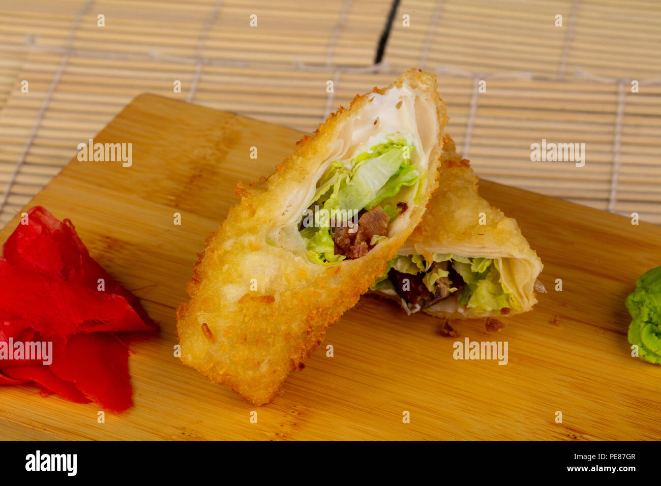 Delicious fried chicken spring roll Stock Photo - Alamy