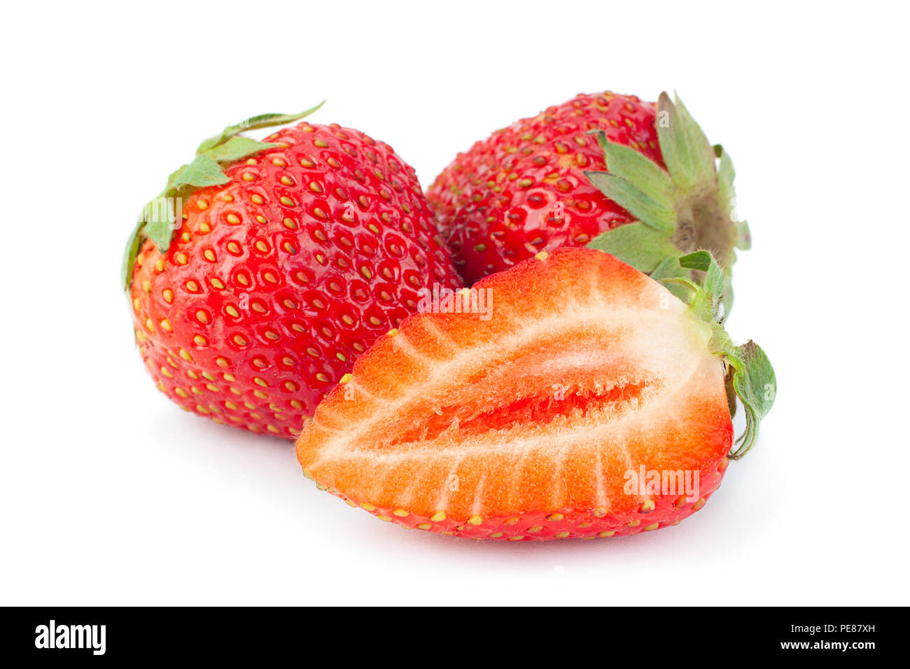 Strawberry fruit closeup isolated on white background Stock Photo - Alamy