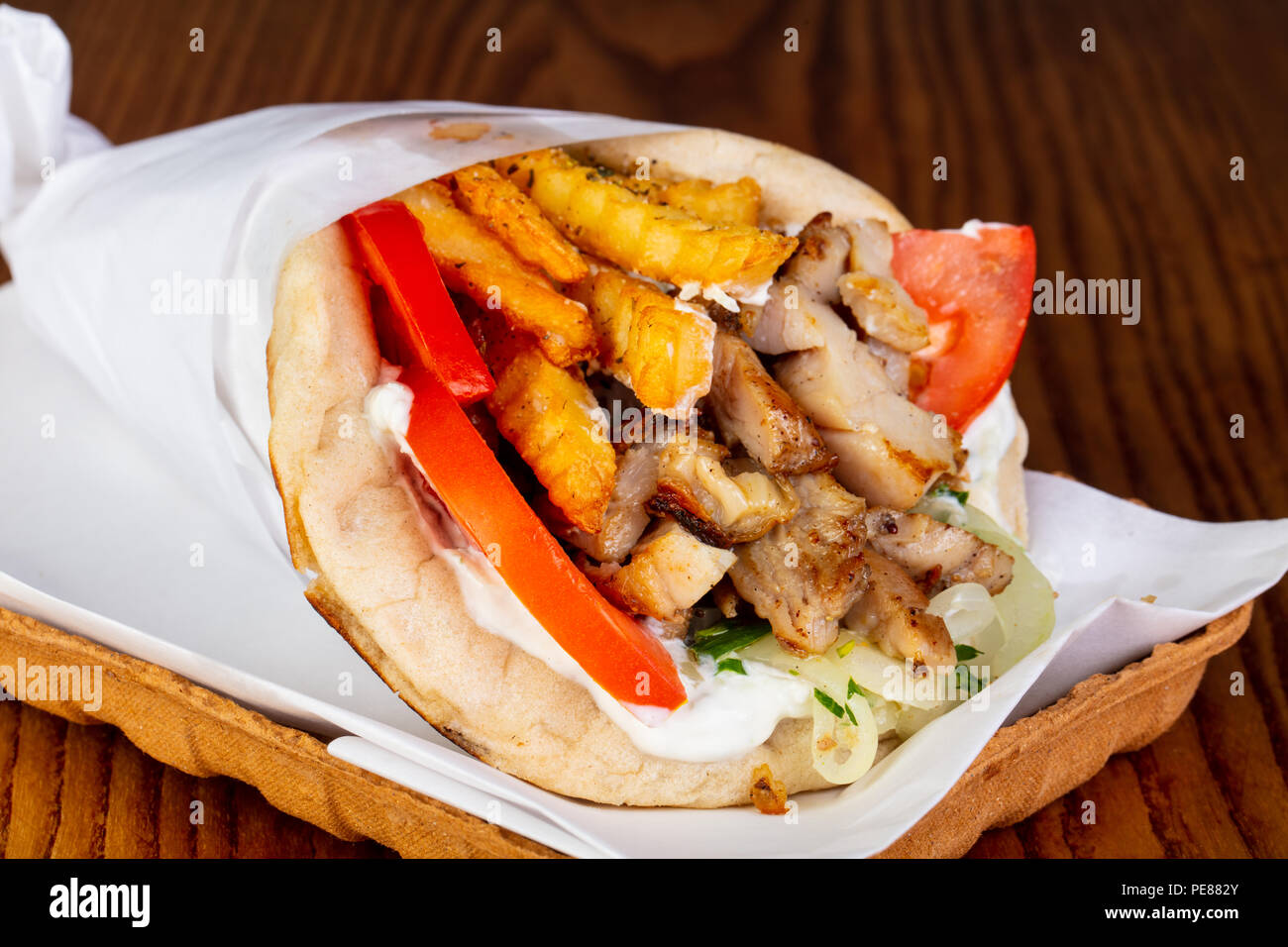 Gyros with chicken in the pita Stock Photo - Alamy