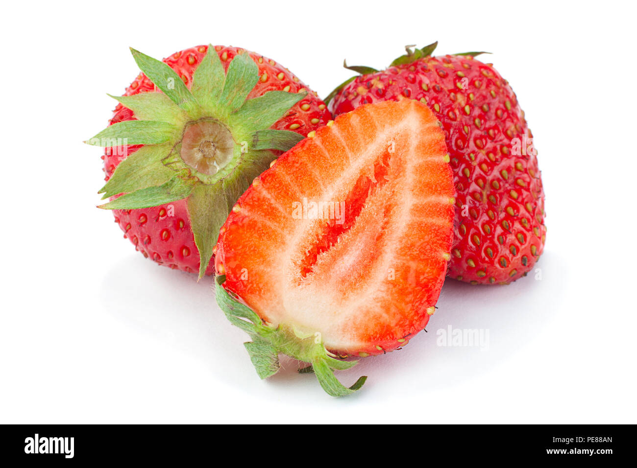 Strawberry fruit closeup isolated on white background Stock Photo - Alamy
