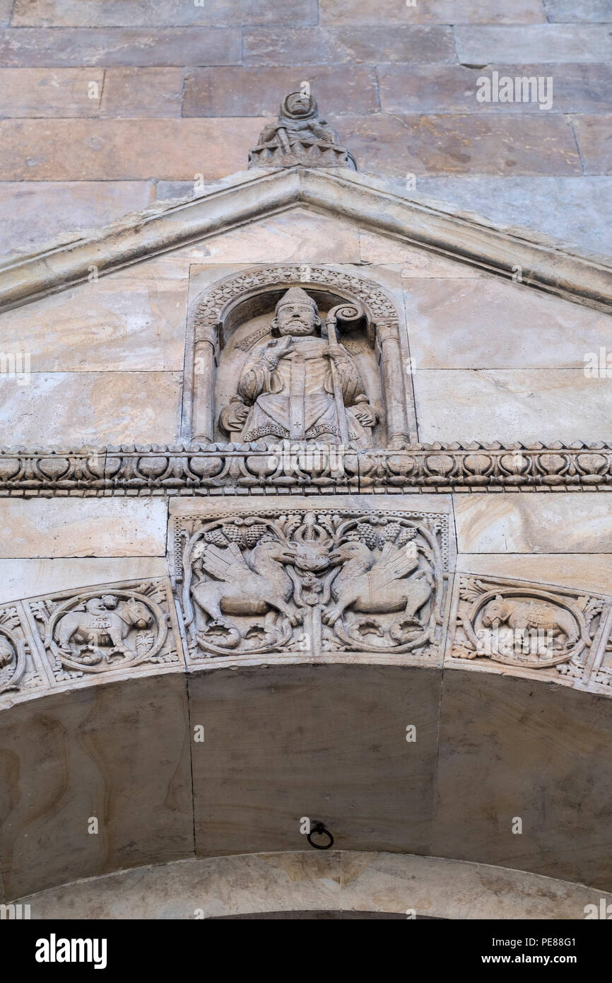 Fidenza, Parma, Emilia Romagna, Italy: facade of the medieval cathedral ...