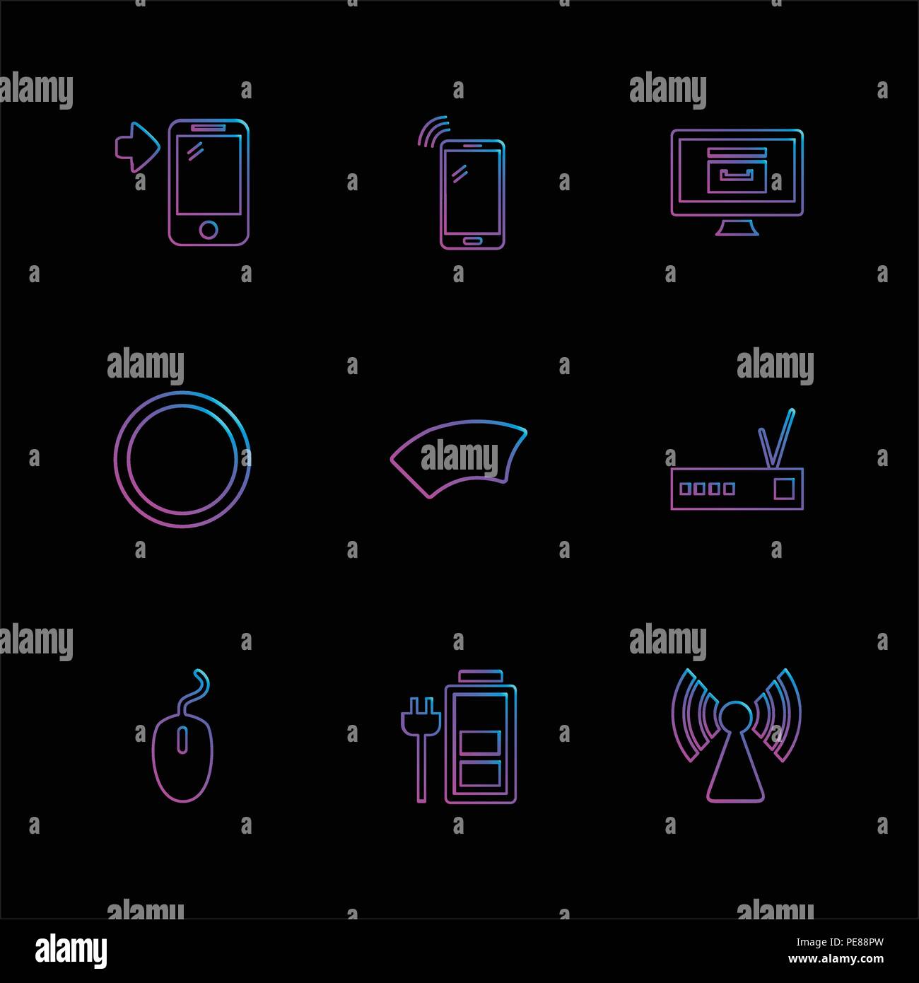 battery , wifi , network , infrared , signals , web , user interface , usb , battery cells ...