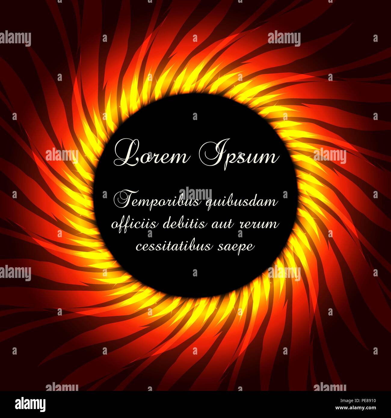 Fire flame frame template with sample text inside. Vector illustration ...