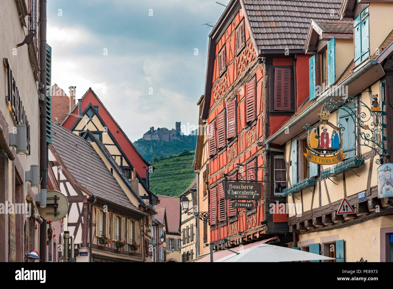 Ribeauville and Castle, Alsace, France Stock Photo - Alamy