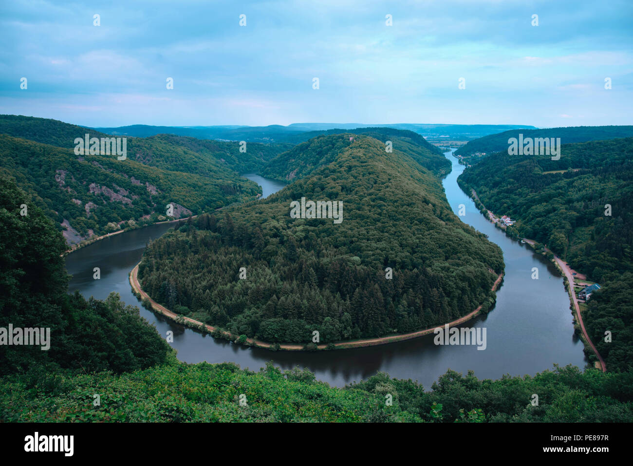 Saar loop close to Mettlach, Germany. A famous view point Stock Photo ...