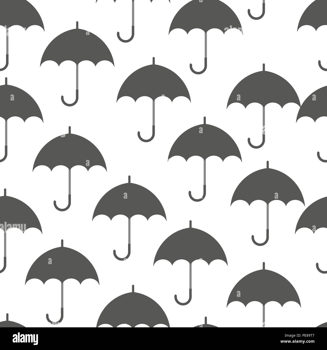 Vector seamless pattern with gray and black umbrellas on white ...