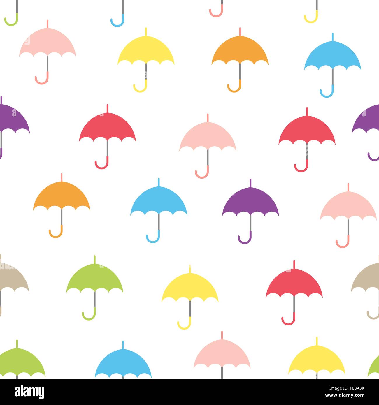 Cute autumn seamless pattern with a set of textured flat umbrellas.eps ...