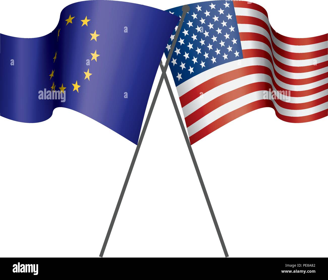 European Union and American flags. Vector illustration Stock Vector ...