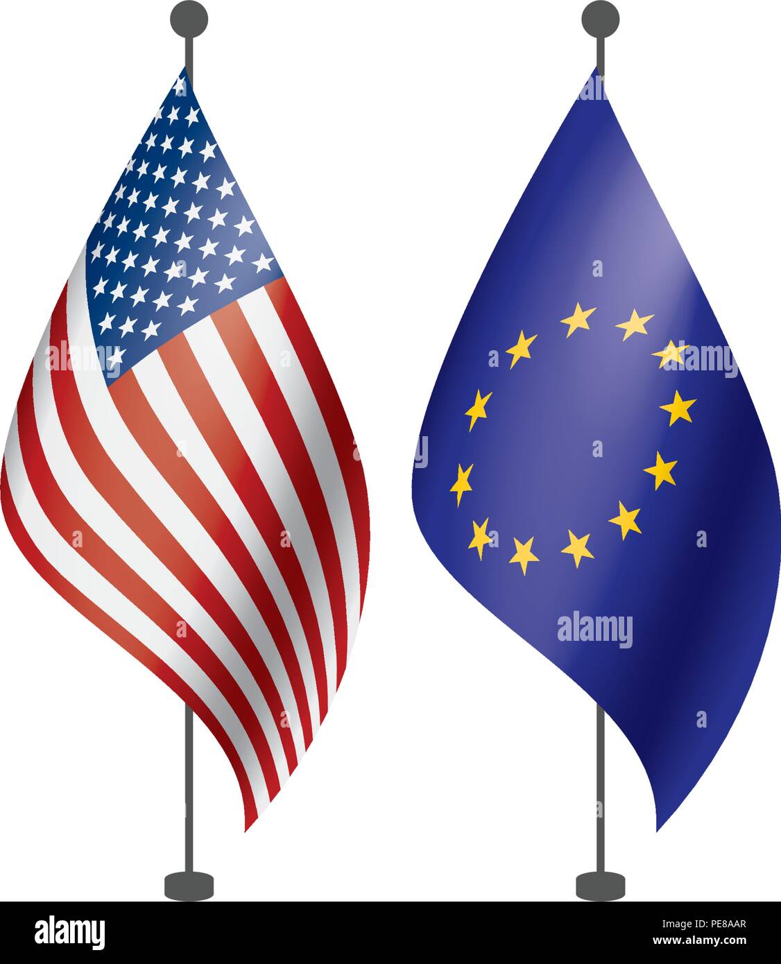 European Union and American flags. Vector illustration Stock Vector ...