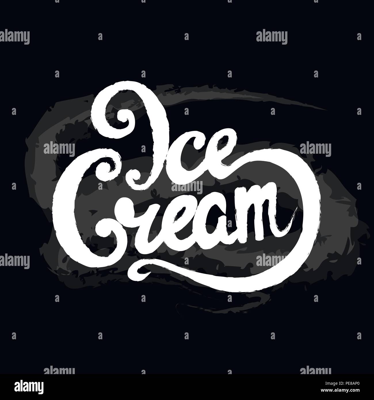 Handwritten inscription ice cream, lettering, calligraphy. Shop, cafe ...