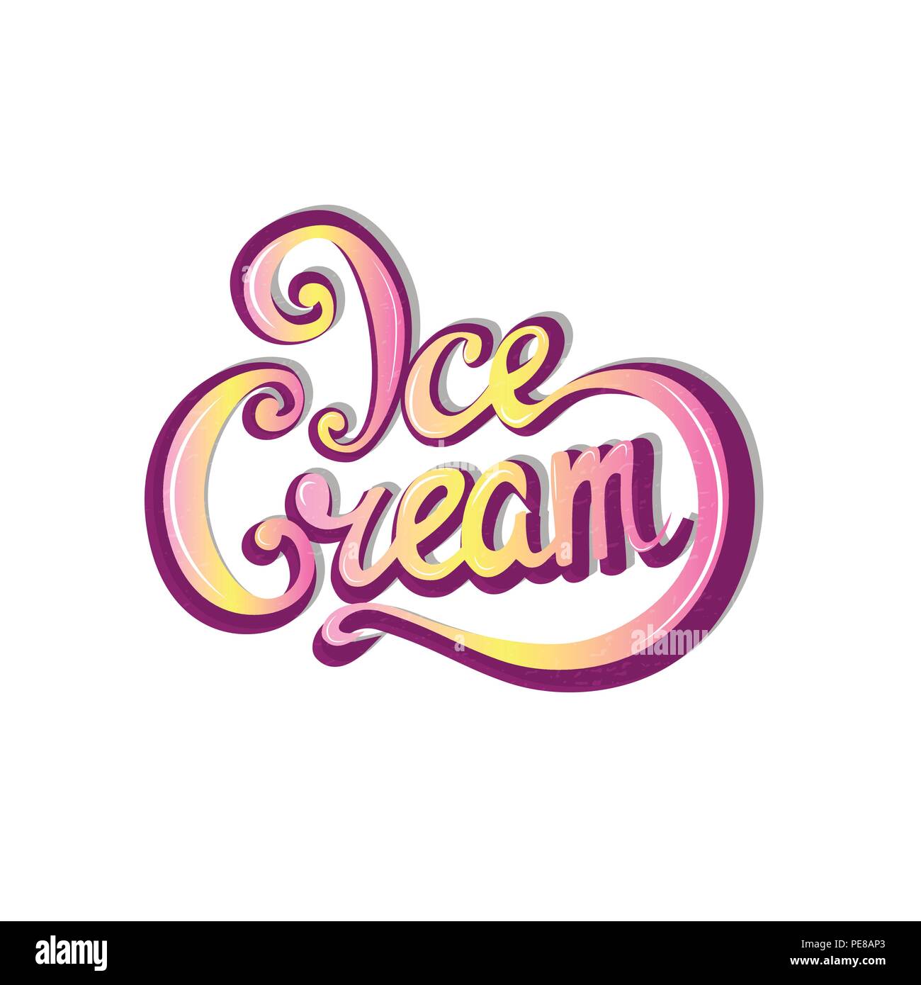 Handwritten inscription ice cream, lettering, calligraphy. Shop, cafe ...